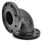 Pipe Fittings Direct. 12 inch Flanged 45 Degree Elbow Class 125 Cast Iron