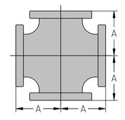 Pipe Fittings Direct. 8 inch Flanged Cross Class 125 Cast Iron