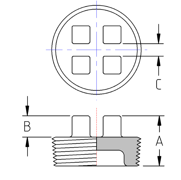 Pipe Fittings Direct. 5 inch NPT malleable iron class 150 bar head plug