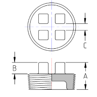 Pipe Fittings Direct. 5 inch NPT malleable iron class 150 bar head plug